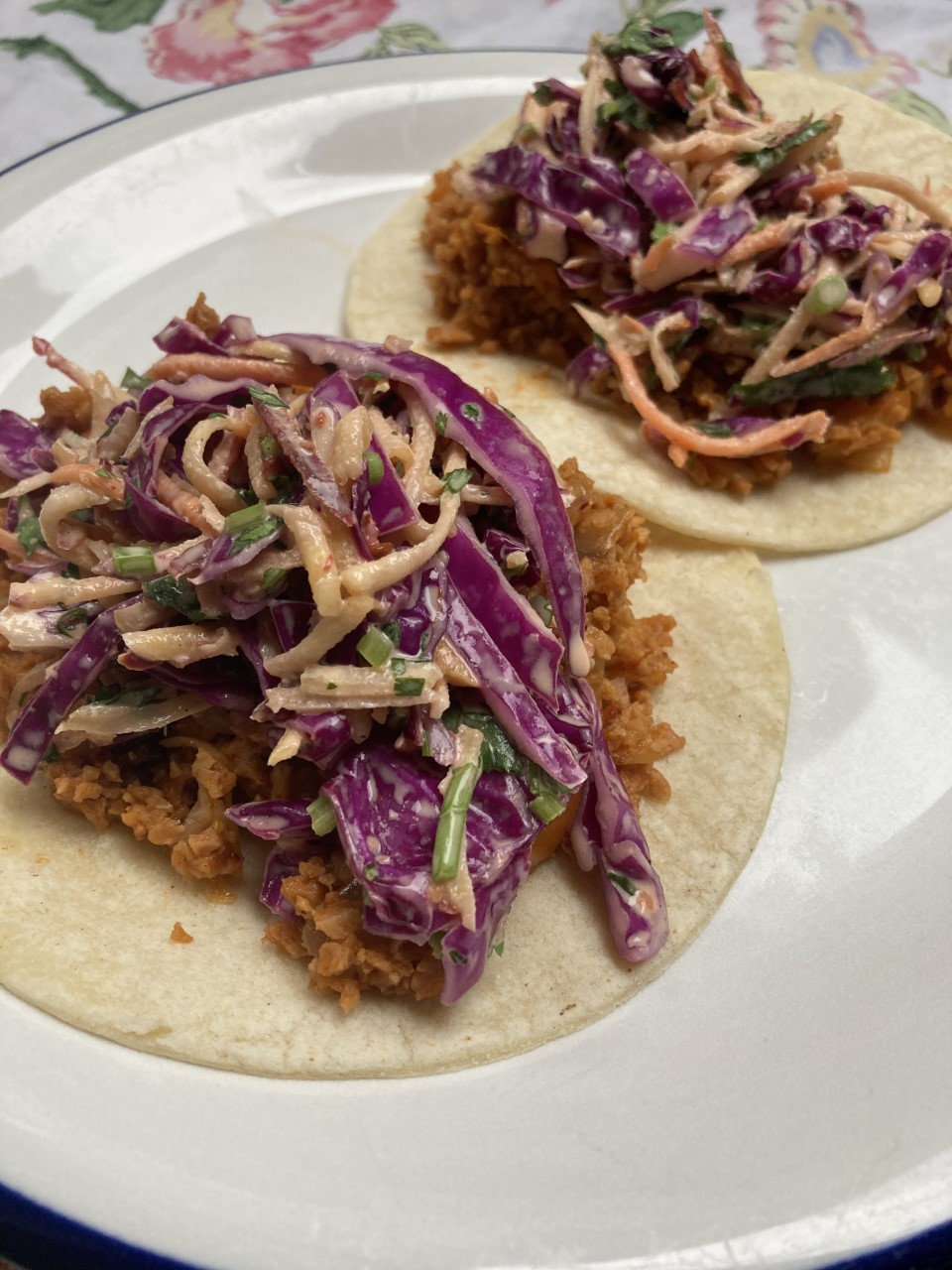 Spicy TVP Tacos With Red Cabbage Slaw – Cooking by Feel