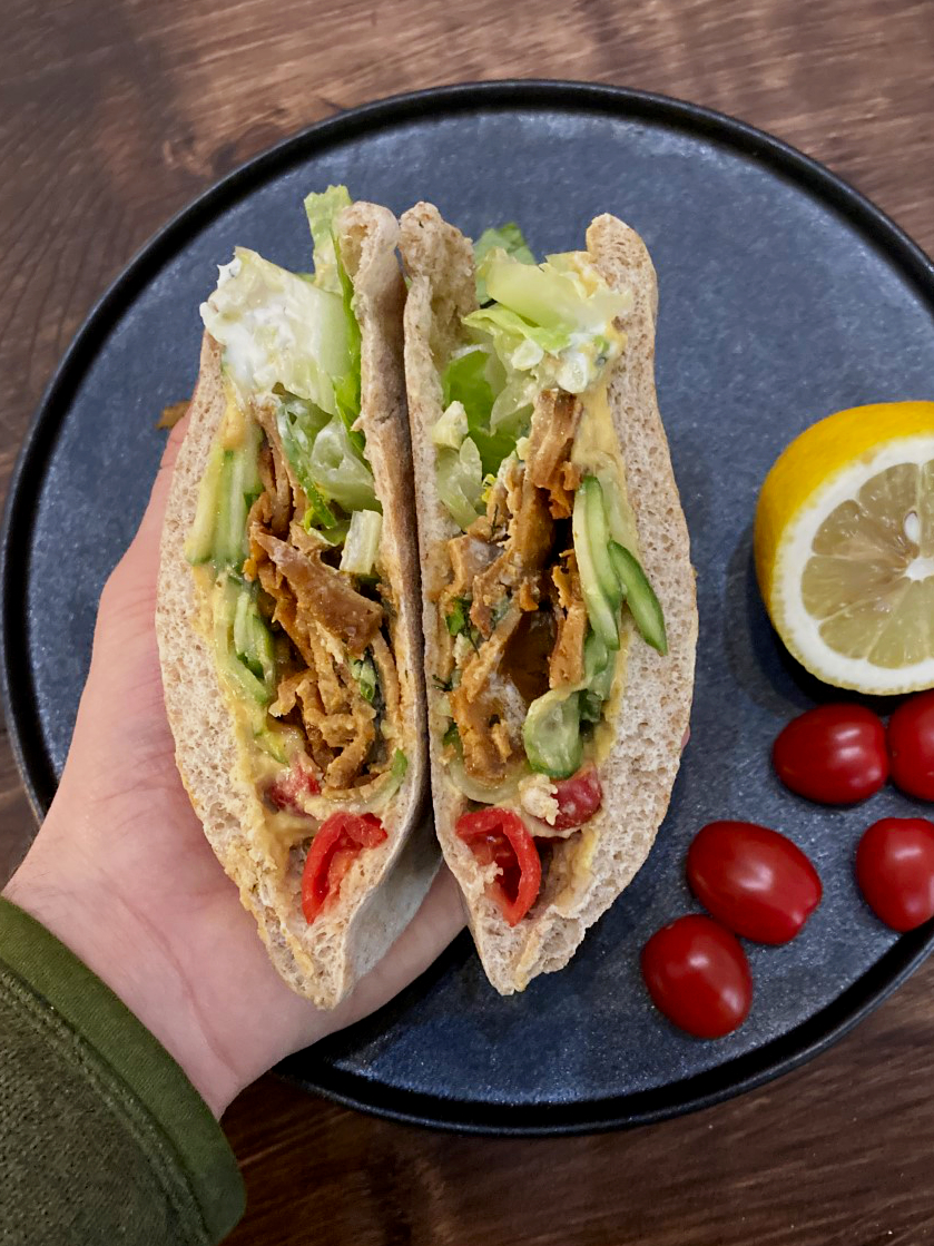 Shaved Seitan Shawarma Pita – Cooking by Feel